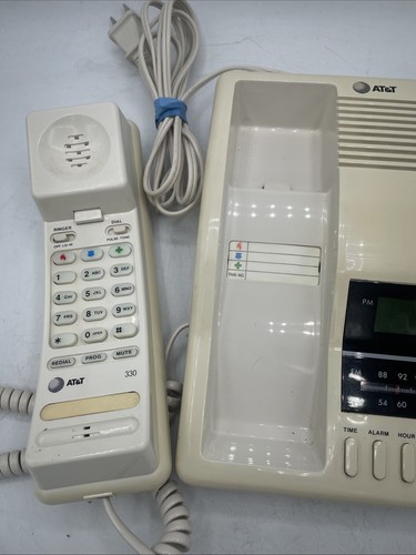 Vintage AT&T Model CRT 330 Desk Corded Telephone Digital Clock Alarm AM ...