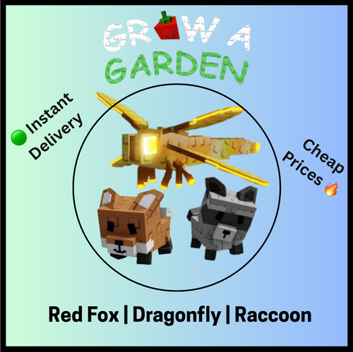 [no stock] Dragonfly, Raccoon, Red Fox Bundle - Grow a Garden | Instant ...