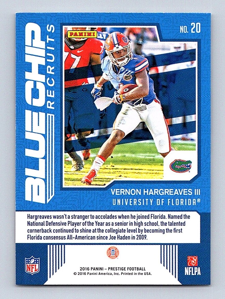 2016 Prestige Blue Chip Recruits #20 Vernon Hargreaves III RC | eBay