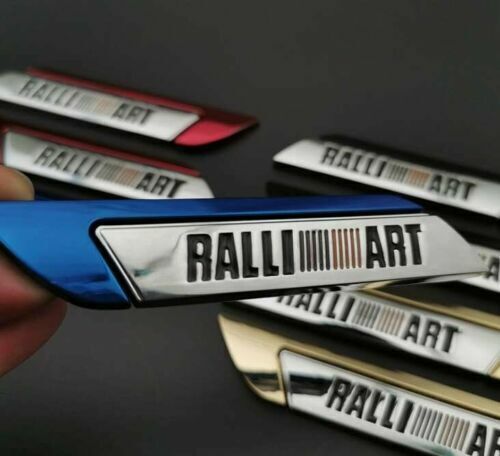 NEW JDM BLUE 2x For RALLIART Car Side Fender BADGE Emblems Decals ...