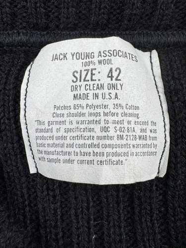 Jack Young US Navy Sweater Size 42 Black Military Wool V-Neck Commando ...