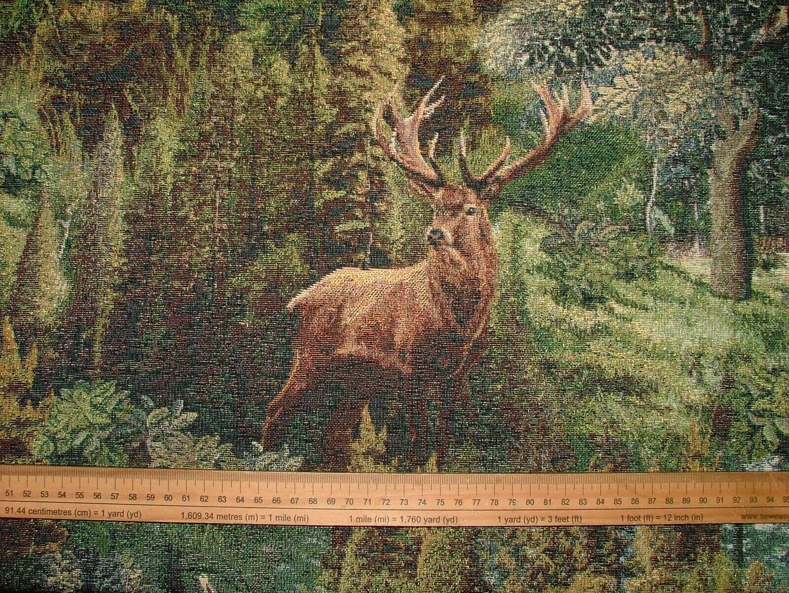 Forest Stags Tapestry Fabric Curtain Upholstery Cushion Blanket Throws ...