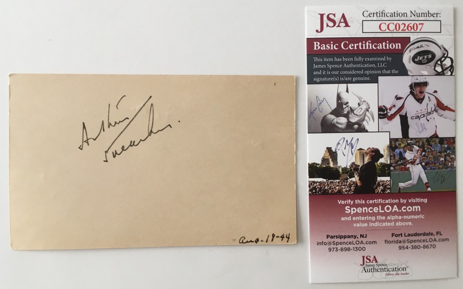 Arthur Treacher Signed Autographed 3x5 Card JSA Certified Mary Poppins ...
