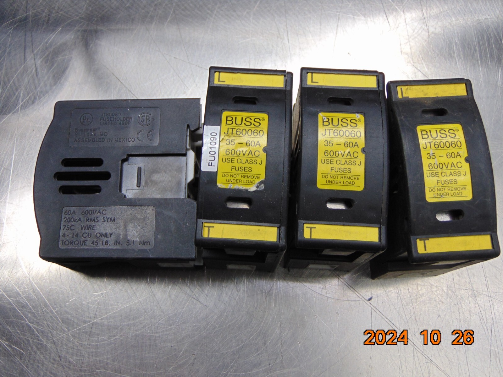 LOT OF 4 Bussmann JT60060 Fuse Block 35 to 60A Amp Class J 600 Vac | eBay