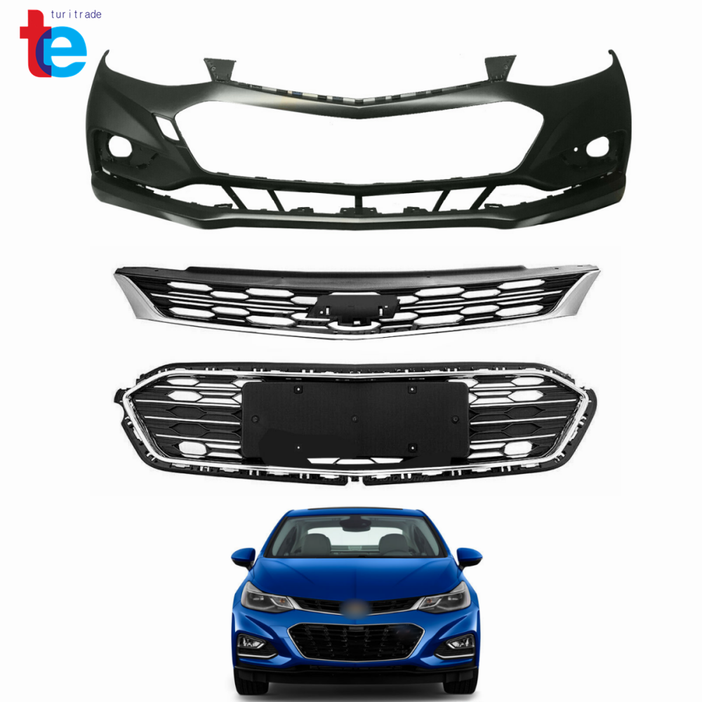 Front Upper and Lower Grille & Front Bumper Cover For Chevy Cruze 2016 ...