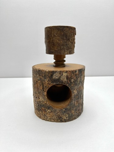 Vintage Rustic Handmade Wood Log Screw Type Nutcracker | eBay
