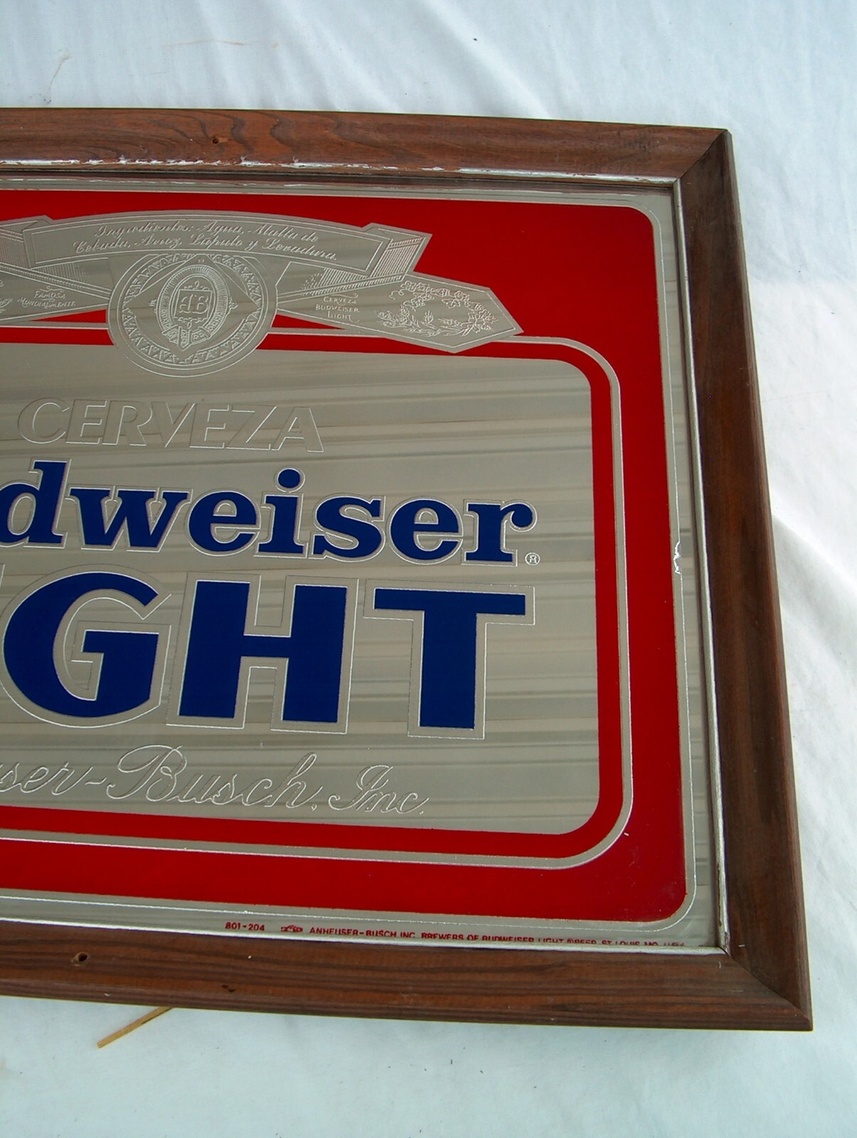 VTG BUDWEISER LIGHT CERVEZA MIRROR - SPANISH AD | eBay