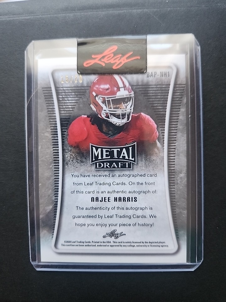 2020 Leaf Metal Draft Najee Harris Blue Wave Rookie Auto /20 Steelers ...