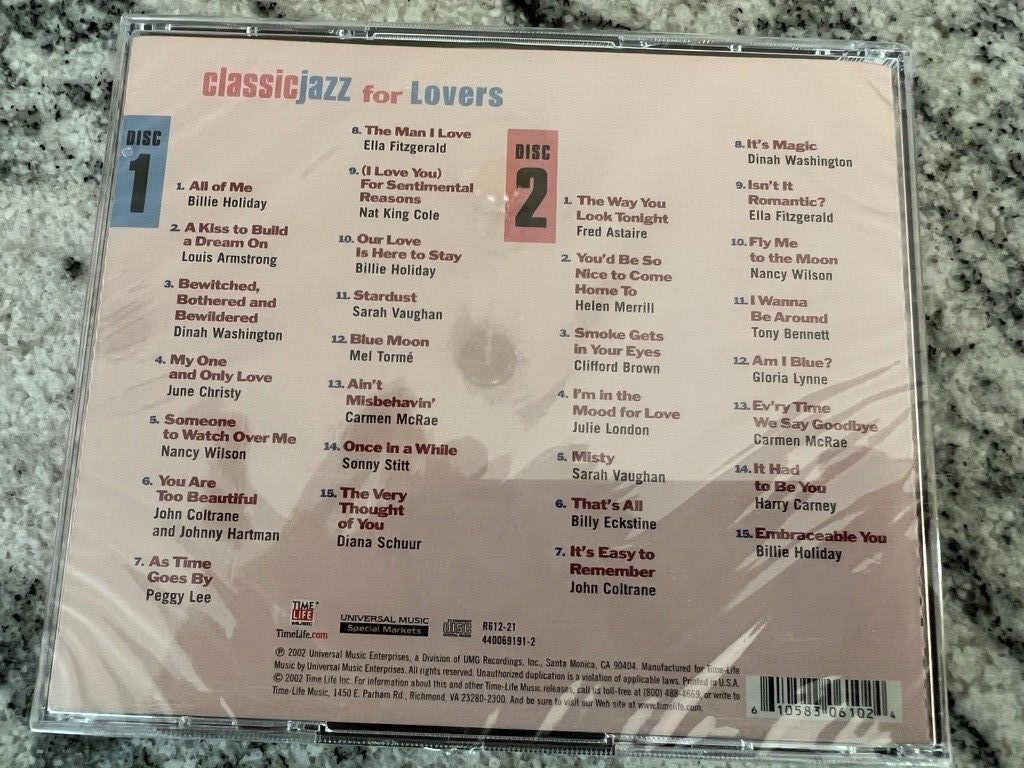 Time Life Classic Jazz for Lovers - 2 Disc CD Set Like 2002 for sale ...