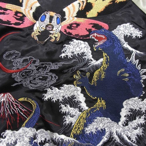 Sukajan Godzilla Mothra Reversible Satin Embroidery Jacket GZSJ-004 S ...