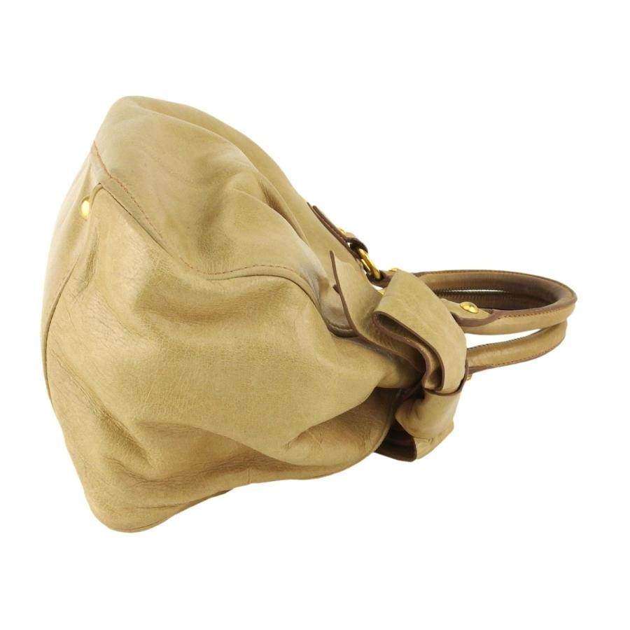 Miu Miu Mini Boston Bag Beige Leather Ribbon Detail Vintage Authentic ...