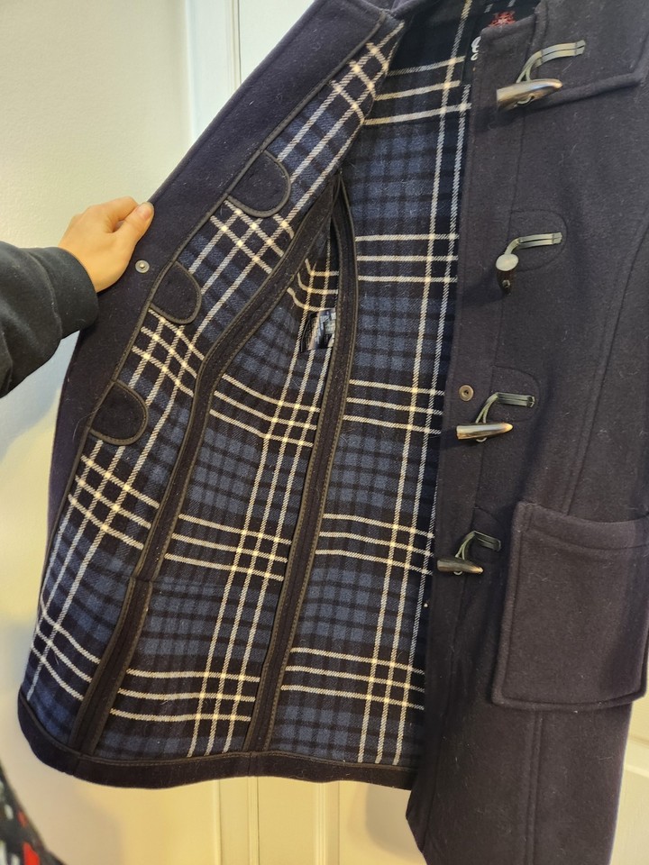 Gloverall Mens Duffle Coat Black Toggle Closure Hood Interior Pocket ...