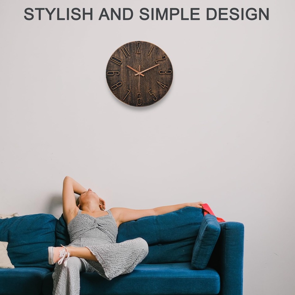 Wall Clock, Silent Clock, Wall Clocks Battery Operated， 12 inch Modern ...