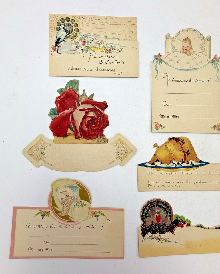 Lot of 8 Vintage Rust Craft Cards - Unused Place Cards, Birth ...