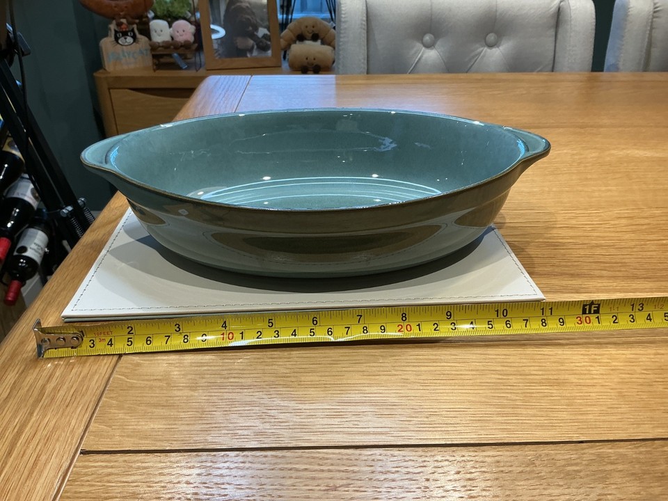 DENBY REGENCY GREEN LARGE EARED OVAL SERVING DISH STONEWARE 32CM X 20CM ...