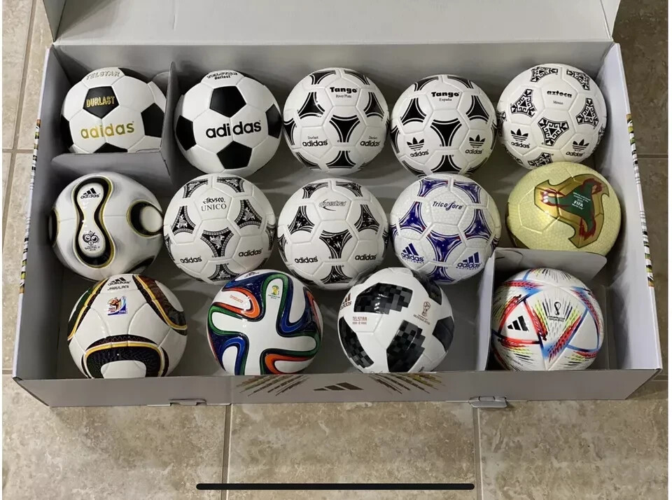 Adidas FIFA 2022 World Cup Historical 14 pc Mini Soccer Ball Collectors ...