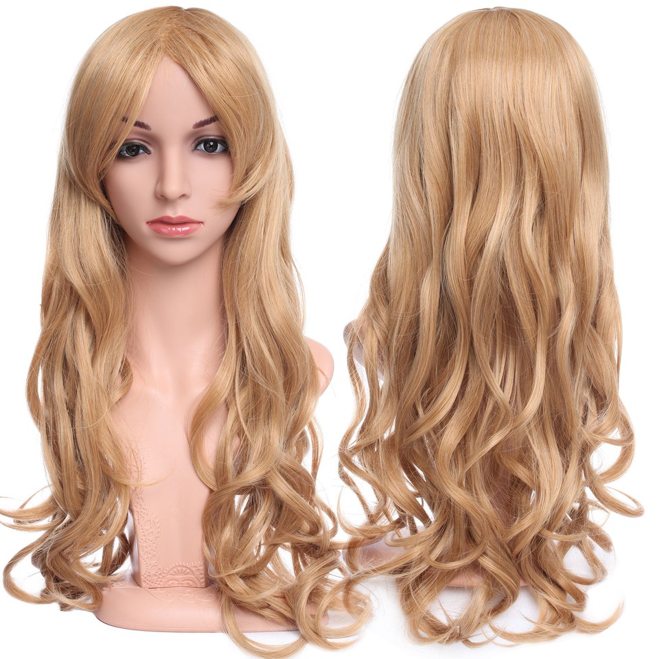 Women Ladies Glueless Synthetic Full Wig Natural Curly Wave Straight ...