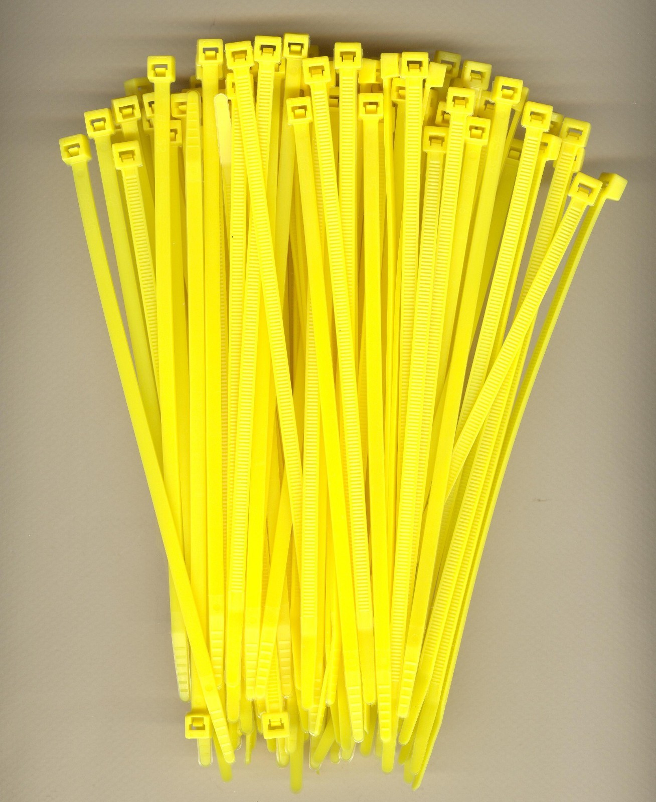100 7" Inch Long 50# Pound YELLOW Nylon Cable Zip Ties Ty Wraps MADE IN ...