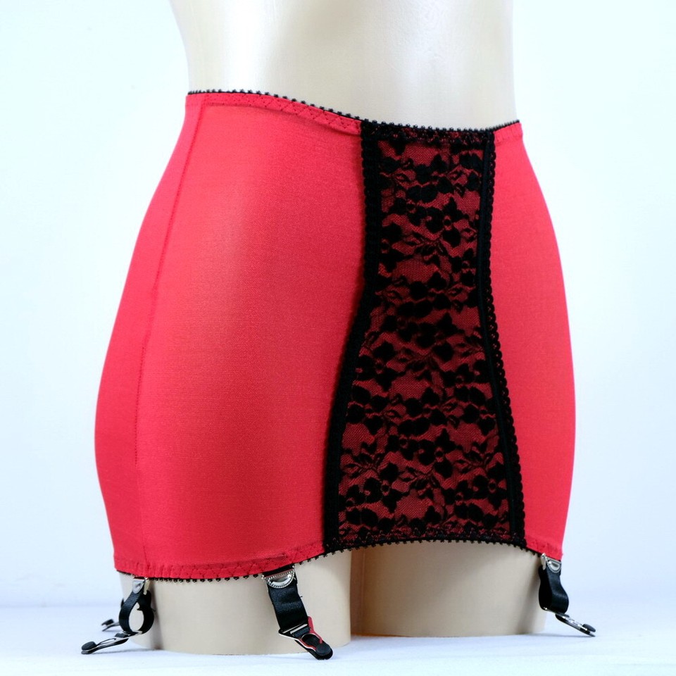 Luxallacki Open Bottom Girdles Lace Panel 6 Straps Garter Belt ...