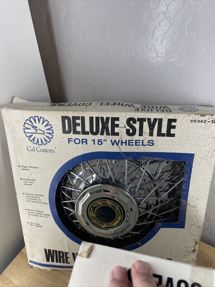 N.O.S. 15" Cal Custom wire spoke wheel covers/trims 70`s 80`s Caddy | eBay