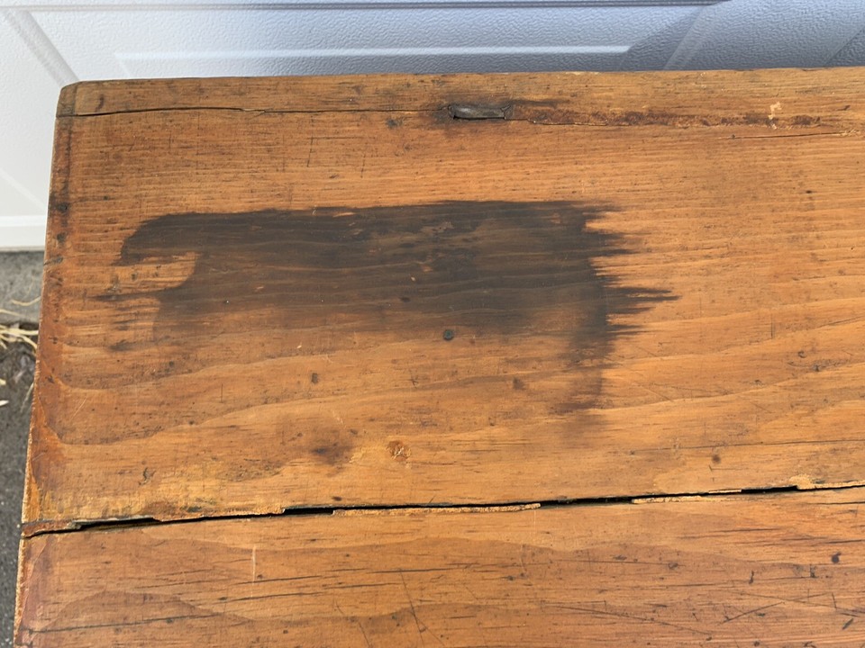 Primitive 18th Century Blanket Board Chest Forged Snipe Hinges Cut Out ...