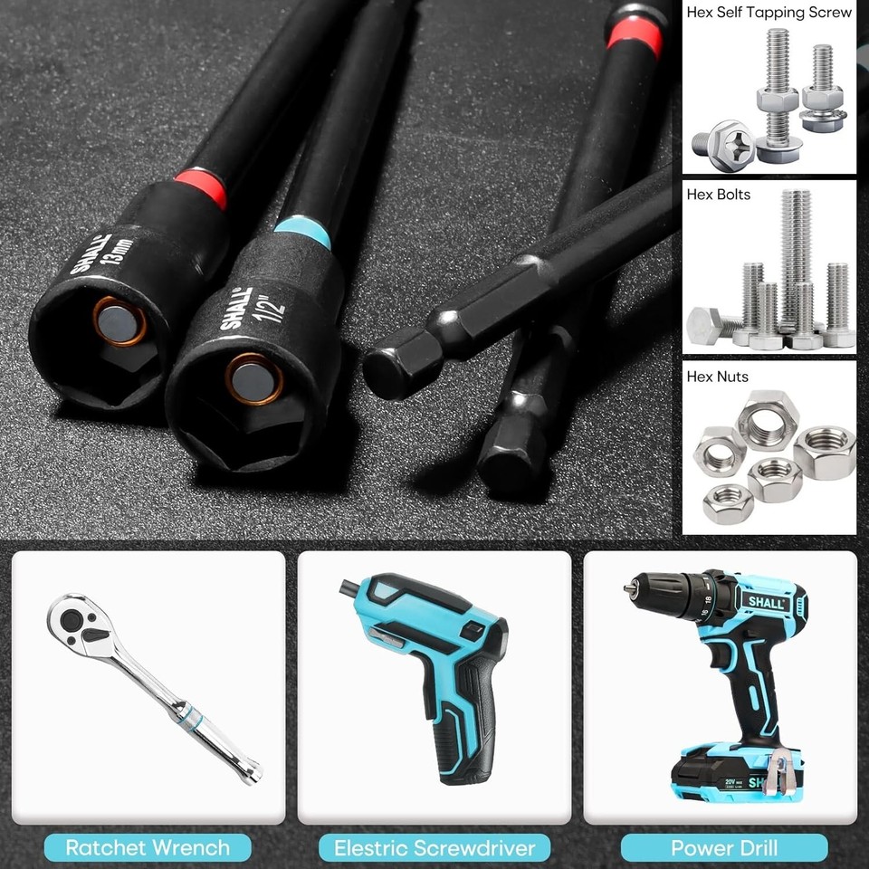 SHALL 20PCS Magnetic Nut Driver Set,Long Nut Drivers for Impact Dril | eBay