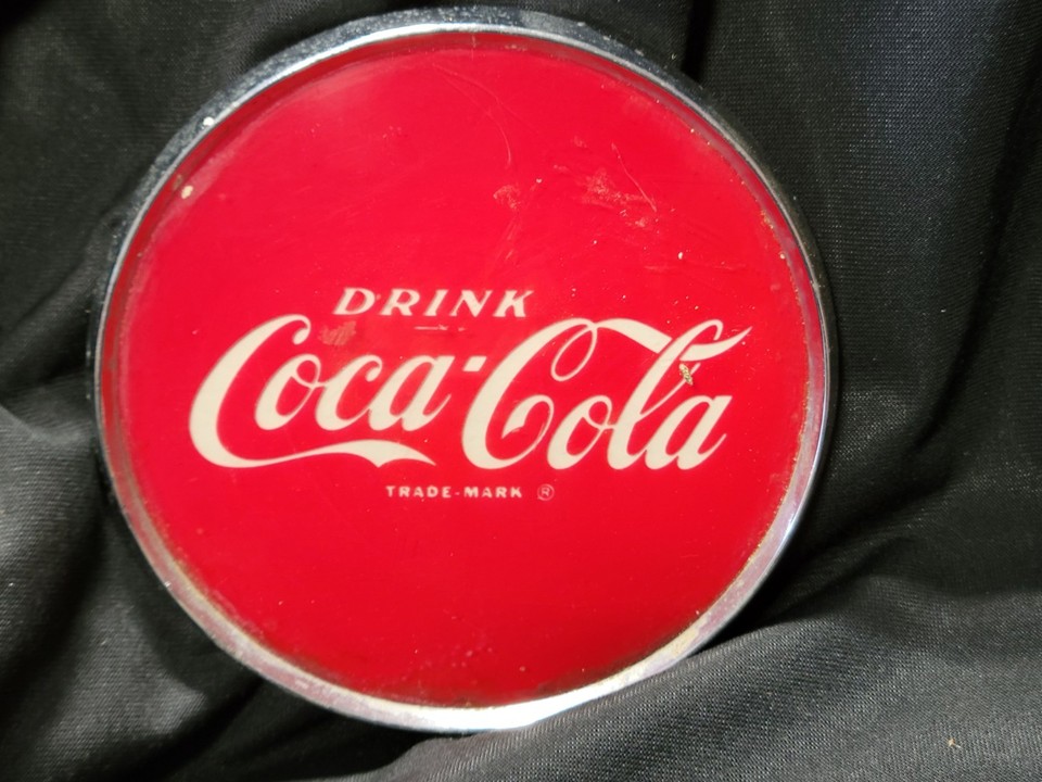 Vintage Coca Cola Coke Advertising Button Badge Emblem Chrome Ring ...