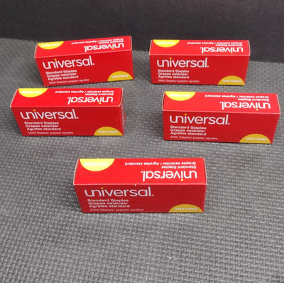 Lot of 5, OF 5000-Pk EACH, Universal Standard Count Staples UNV79000 ...