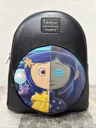 Loungefly Coraline Split Face Mini Backpack Black NEW | eBay