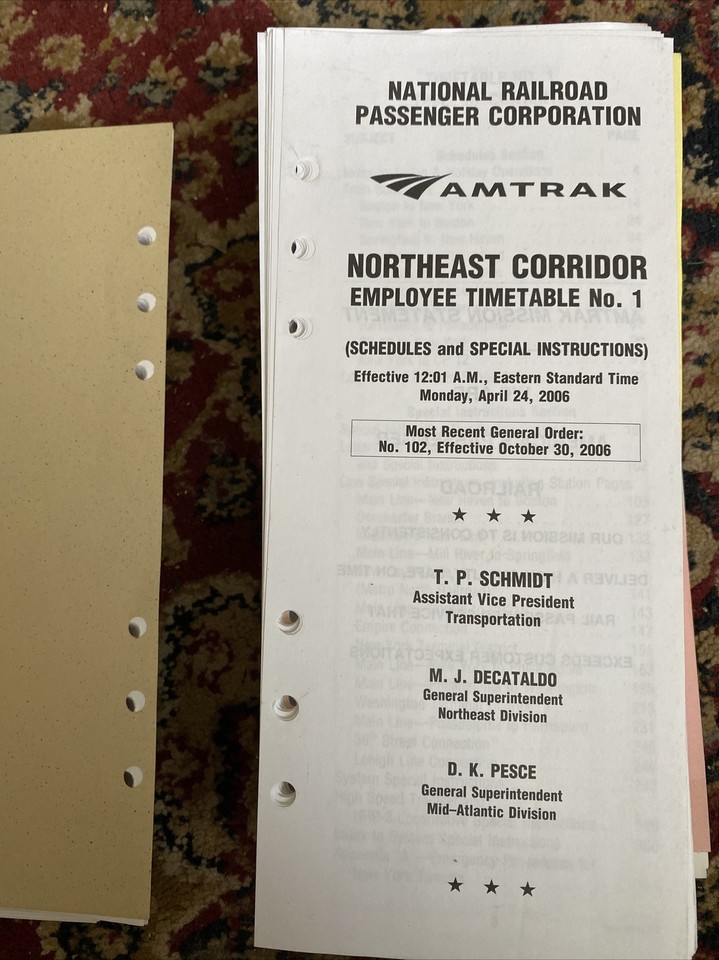 Amtrak Employee Timetable No 1, 4/24/2206 with GO’s 102 104, 105 | eBay