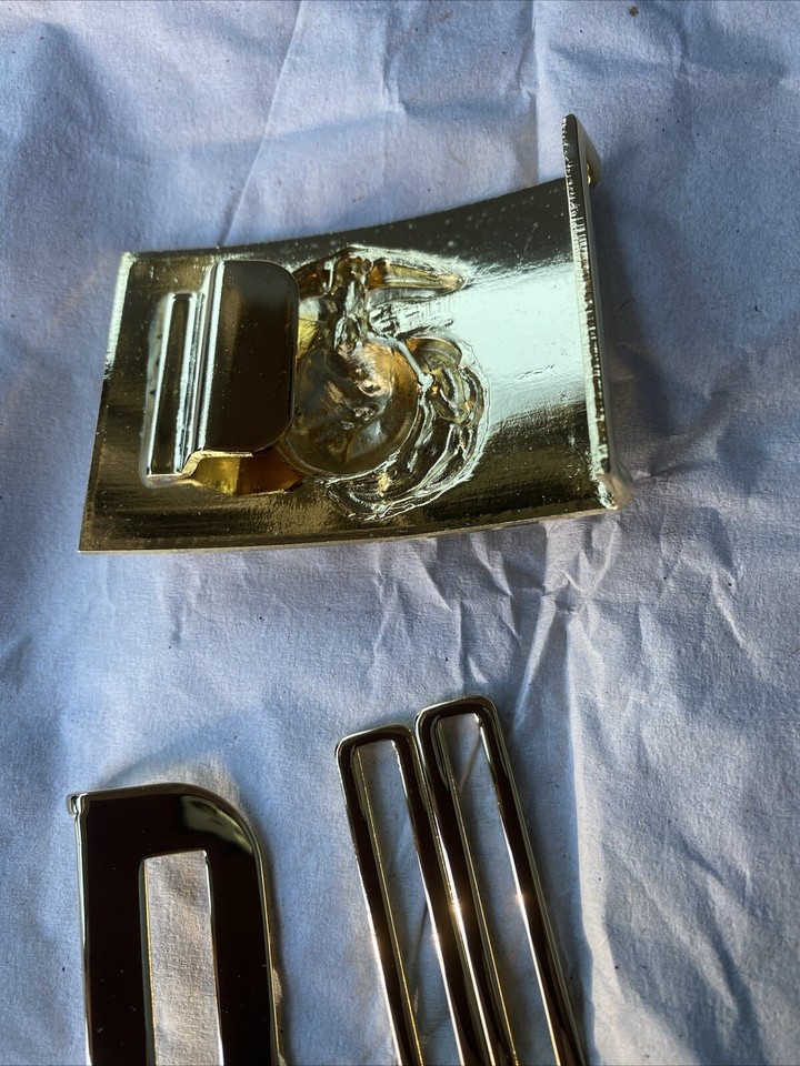 GENUINE U.S. MARINE CORPS NCO DRESS BLUE BELT BUCKLE ANODIZED GOLD ...