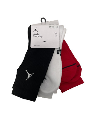 Air Jordan Socks Mens Large Nike Dri FIT Everyday Cushioned Black White ...