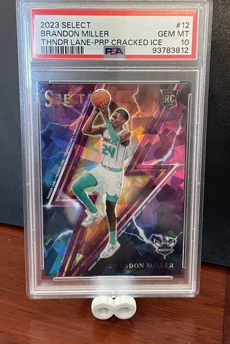 2023-24 Panini Select Brandon Miller Rookie Purple Cracked Ice #/75 PSA ...