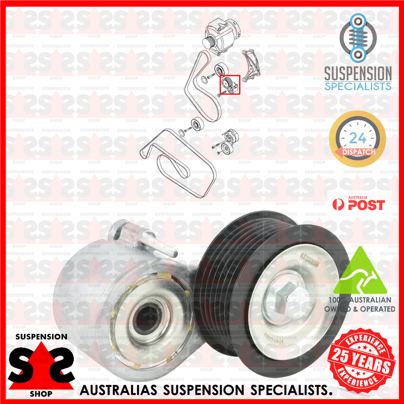 Belt Tensioner, V-Ribbed Belt Suit AUDI A6 C6 (4F2) 4.2 quattro A6 C6 ...
