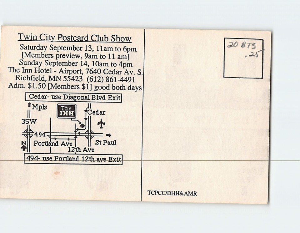 Postcard Twin City Postcard Club Show The Inn Hotel Richfield Minnesota ...
