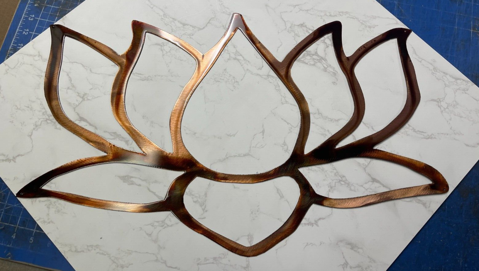 Garden Lotus Flower Copper Plated Metal Wall Art Decor approx 24" x 14 ...