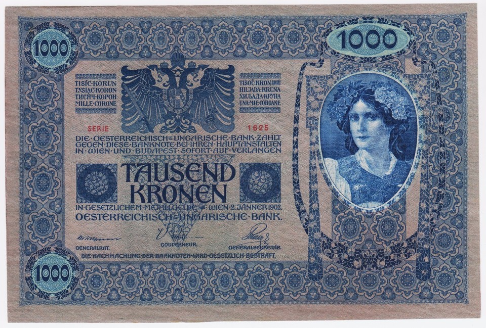 OVERPRINT Banknotes, AUSTRIA-HUNGARY banknotes, 1000 Kronen 1902 ! | eBay