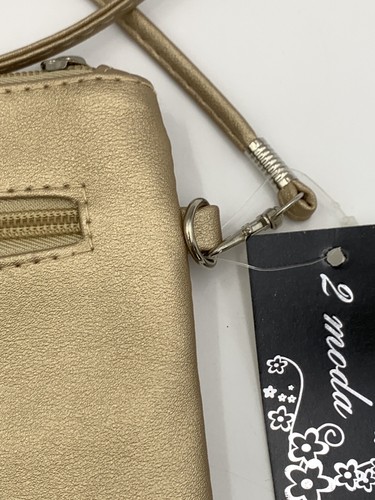NWT 2 Moda CrossBody Bag Faux Leather Gold Zip Closure Style 7306 | eBay