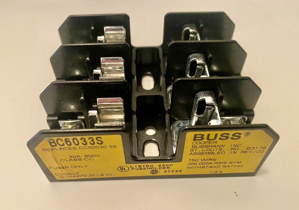 Bussman BC6033S 30A 600V Fuse Block Class CC BUSS Cooper NEW | eBay