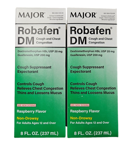 Robafen DM Cough Syrup & Expectorant 8oz ( 2 pack ) green __ BIGGER ...