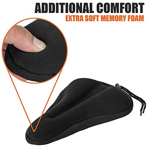 Bike Seat Cover - Extra Soft Memory Foam Bicycle Saddle Cushion Black ...