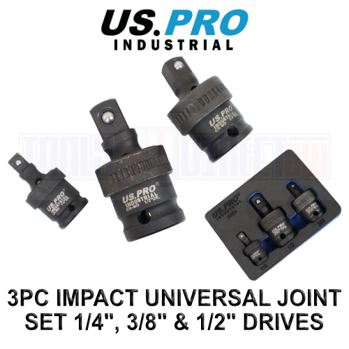US PRO INDUSTRIAL Universal Joint Impact Socket Set 1/4" 3/8" 1/2" DR ...