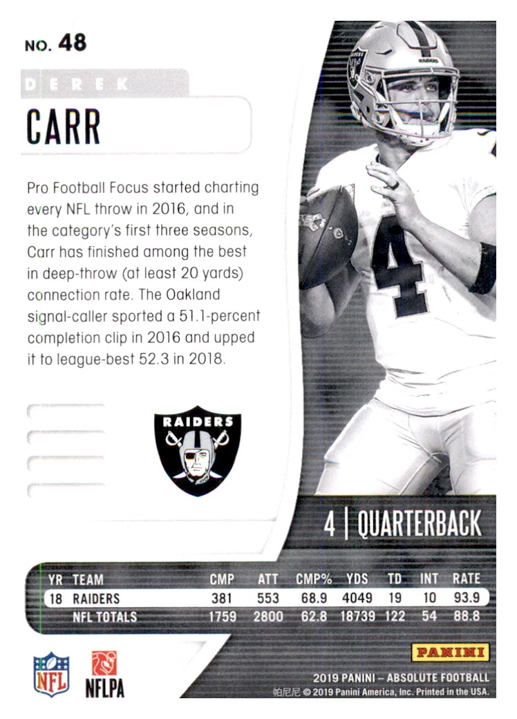 2014 Derek Carr Panini Elite ROOKIE 602/999 RC #131 Oakland