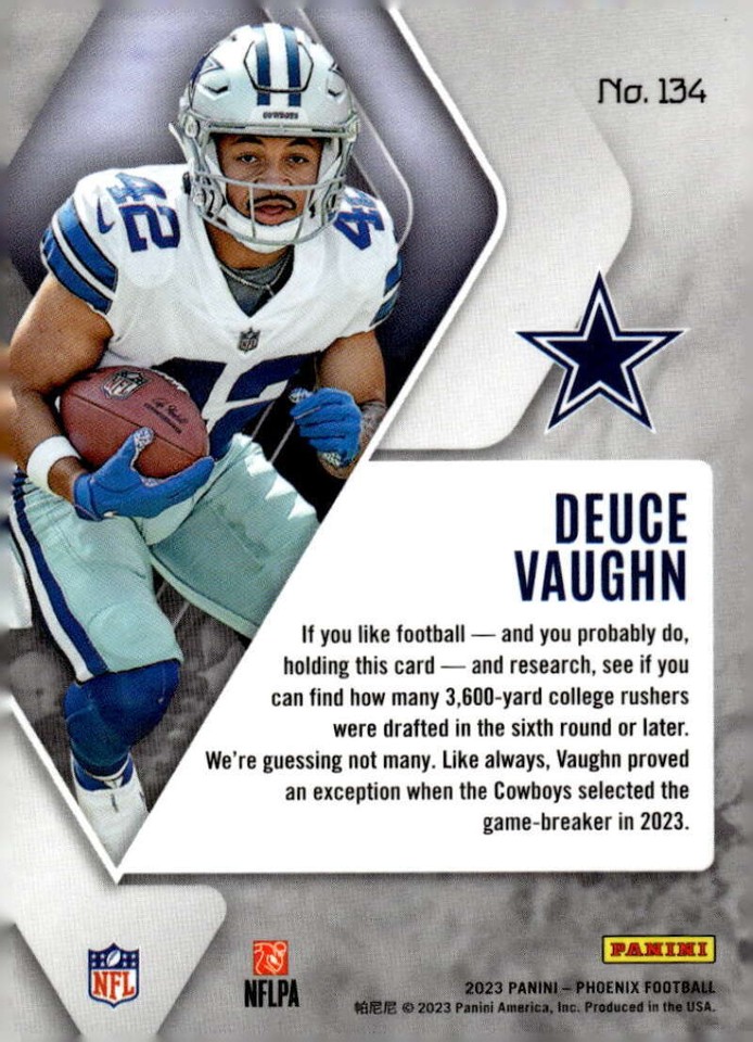 DEUCE VAUGHN RC 2023 Panini Phoenix Silver #134 ROOKIE NFL Cowboys ID ...