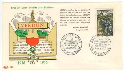 1956 France Sc 789 WWI Verdun Anniversary FDC | eBay