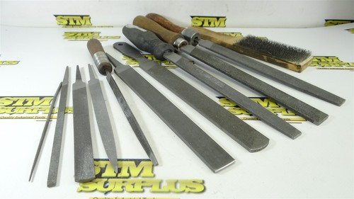 10 ASSORTED 6" & 8" HAND FILES +NEEDLE FILE & BRUSH NICHOLSON GROBET K ...