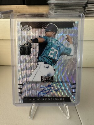 2019 Leaf Metal Draft Julio Rodriguez RC Auto /30 Silver Prismatic ...