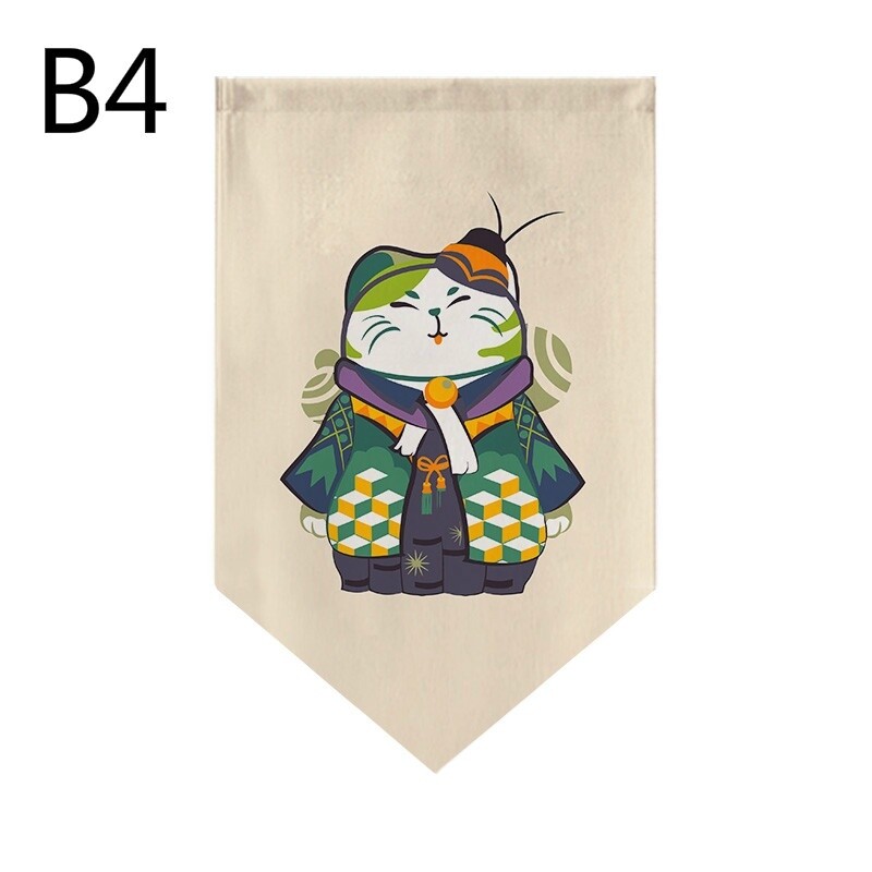 1 PC Japanese Short Noren Curtains Lucky Cat Hanging Flag Room Divider ...