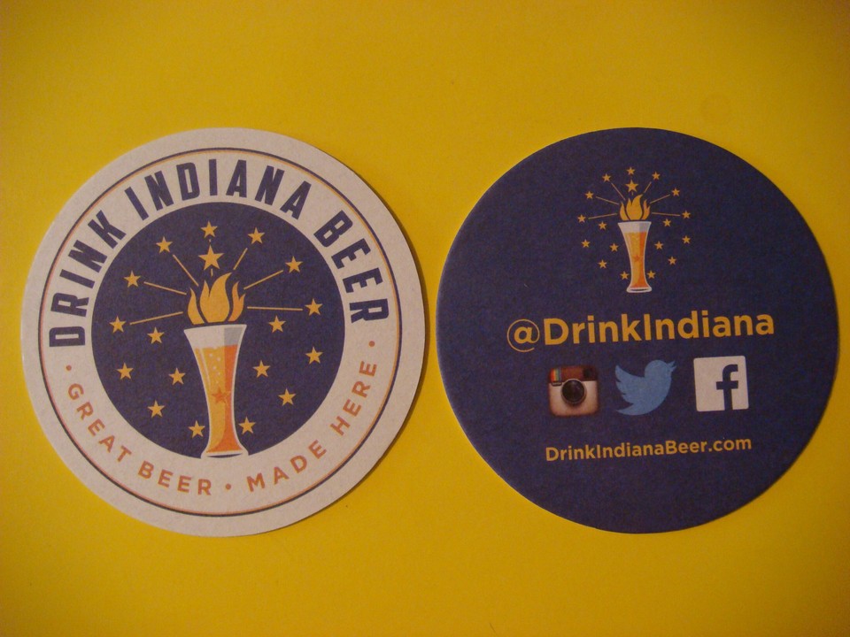 Beer Bar Coaster ~*~ Drink INDIANA Beer ~*~ Brewers Guild Craft Micro ...