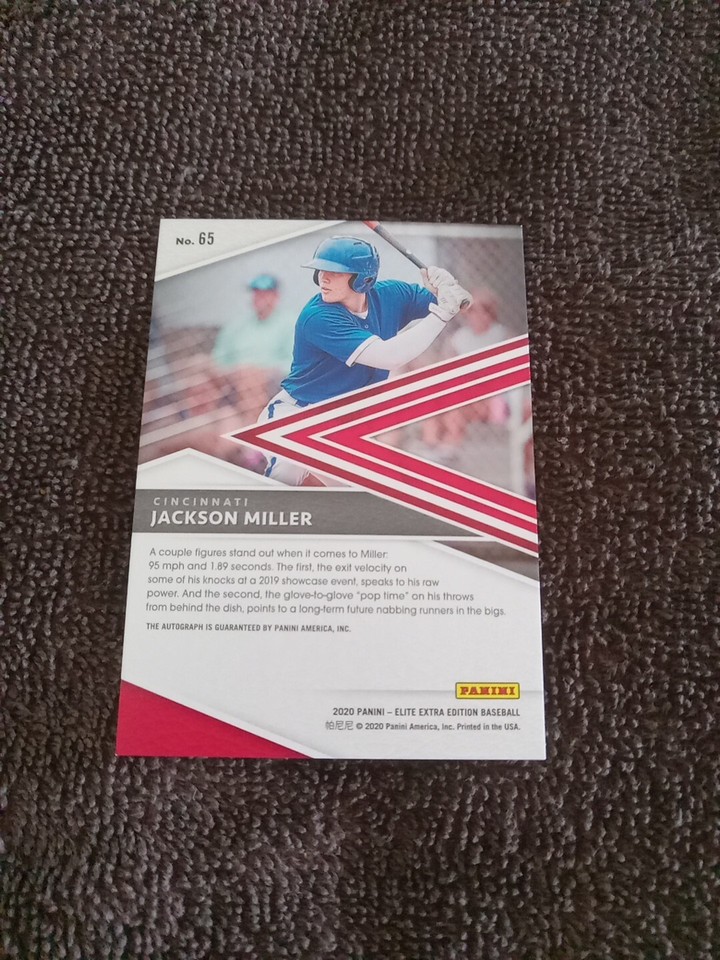 2020 Panini EEE Jackson Miller Cincinnati Reds Auto Baseball Card #65 ...